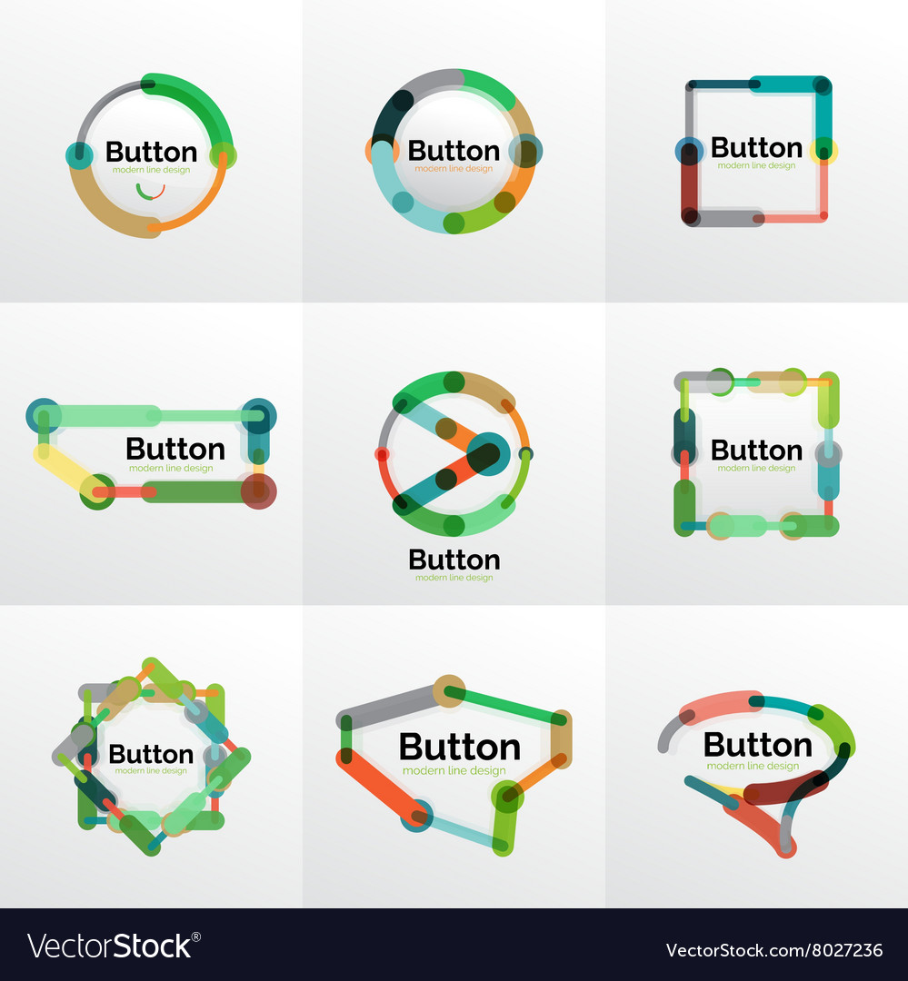Thin line design geometric button set flat Vector Image