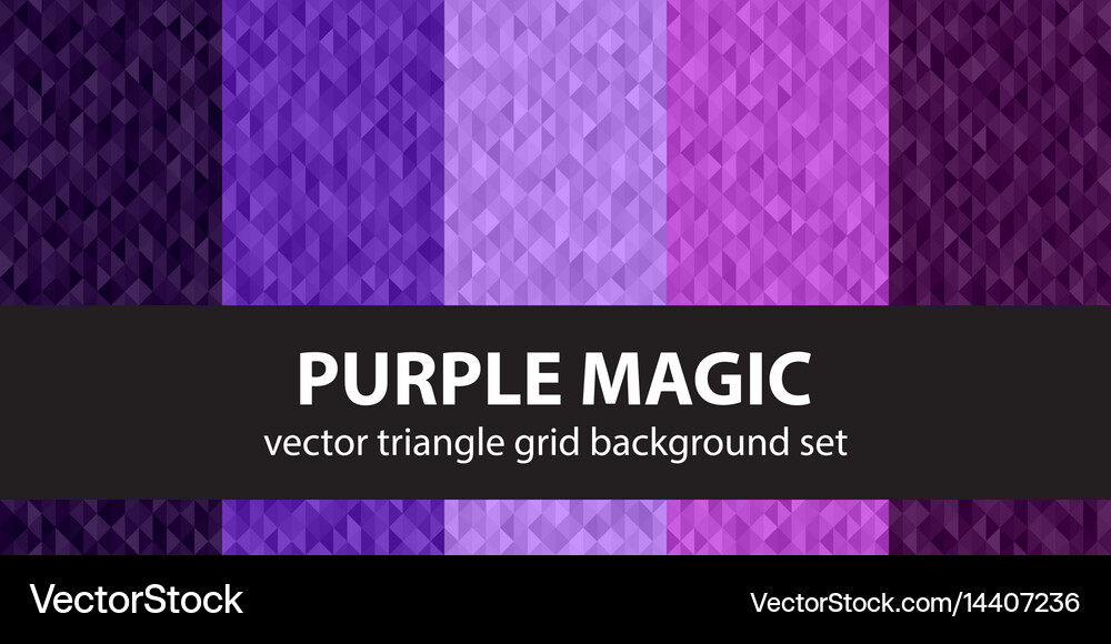 Triangle pattern set purple magic seamless Vector Image