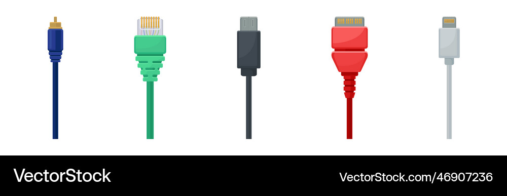 Usb cable plugs isolated on white background Vector Image