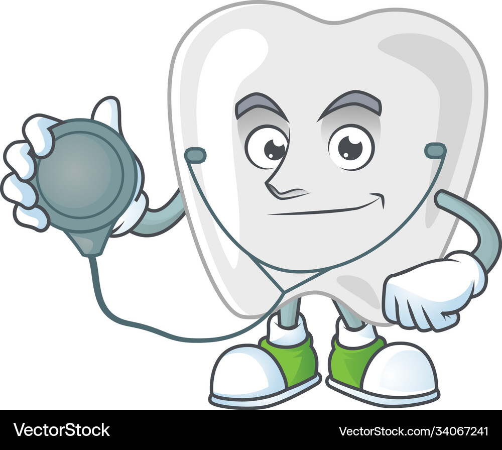 A dedicated doctor teeth cartoon with stethoscope Vector Image
