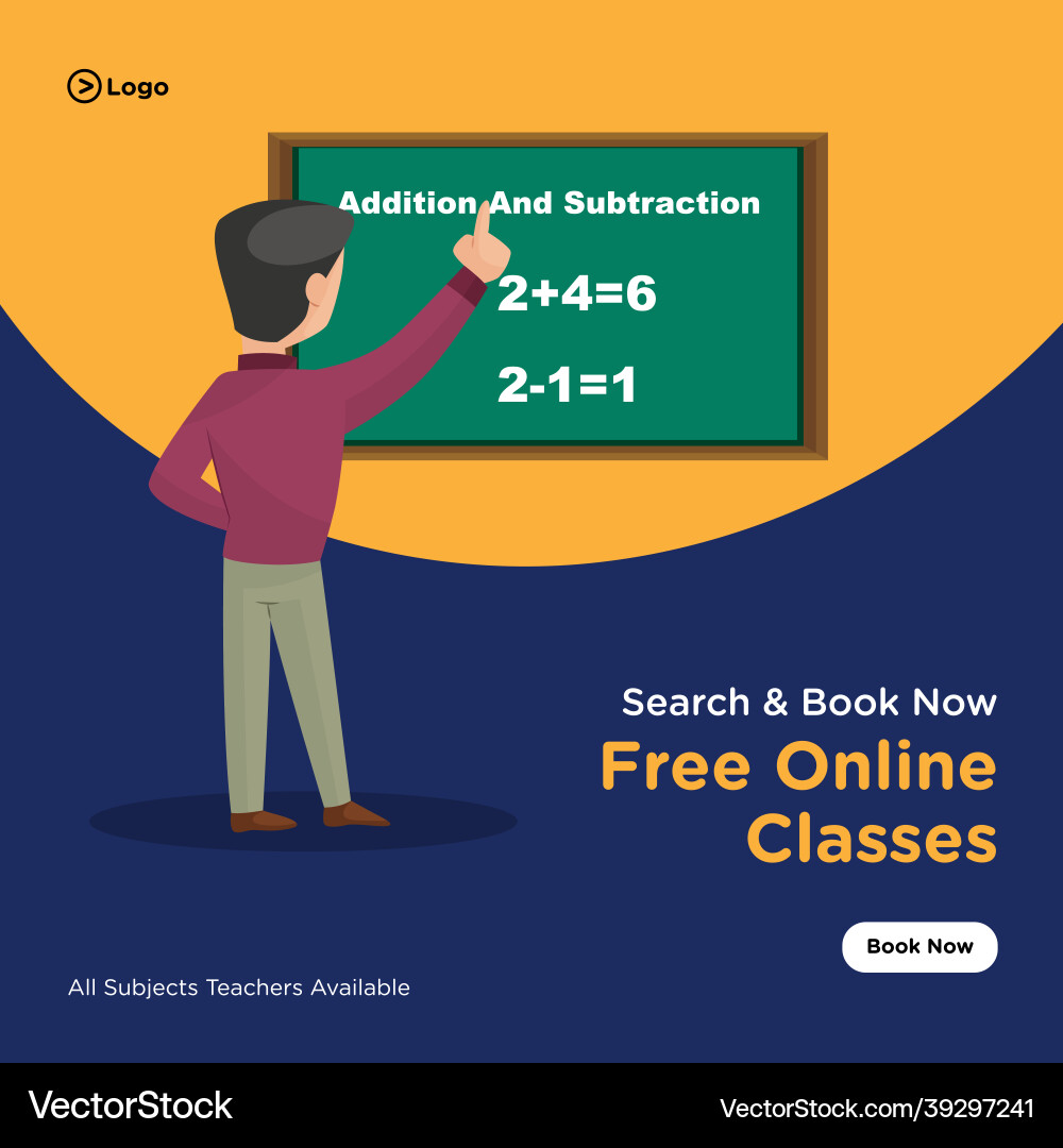 Banner design of free online classes Royalty Free Vector