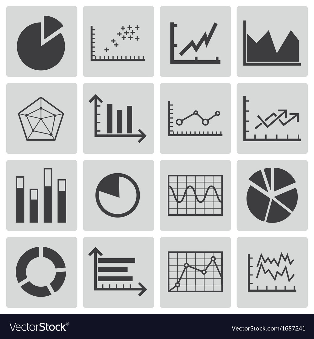 Black diagram icons set Royalty Free Vector Image