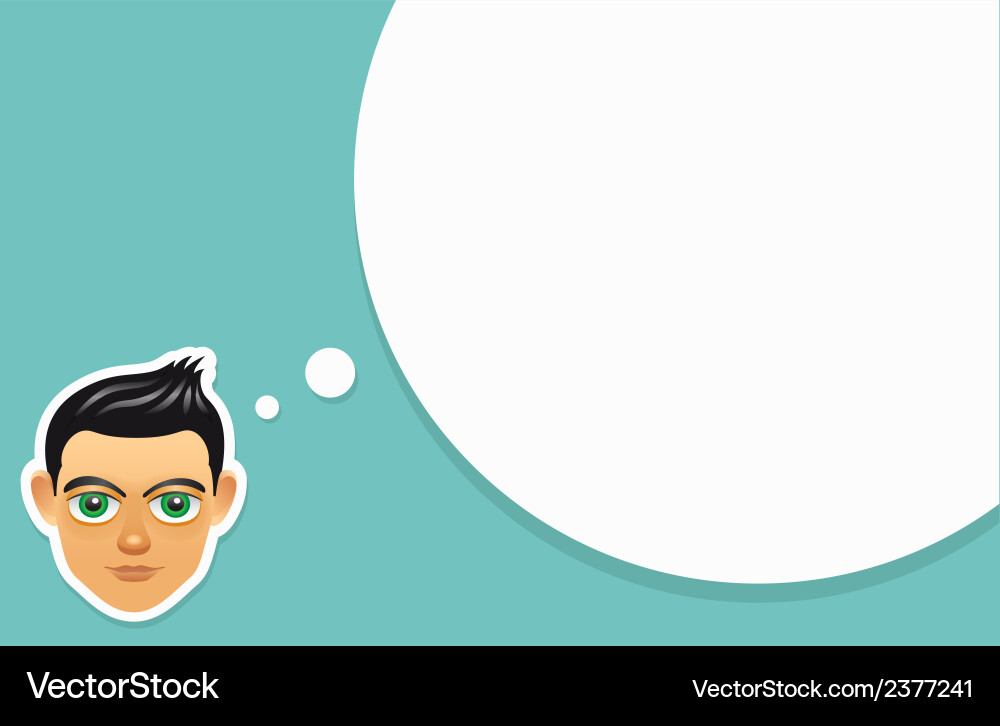 Boy face with think bubble Royalty Free Vector Image