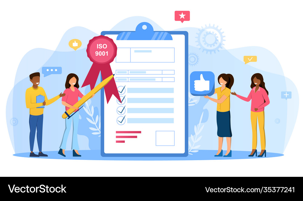 Business people working on quality management Vector Image