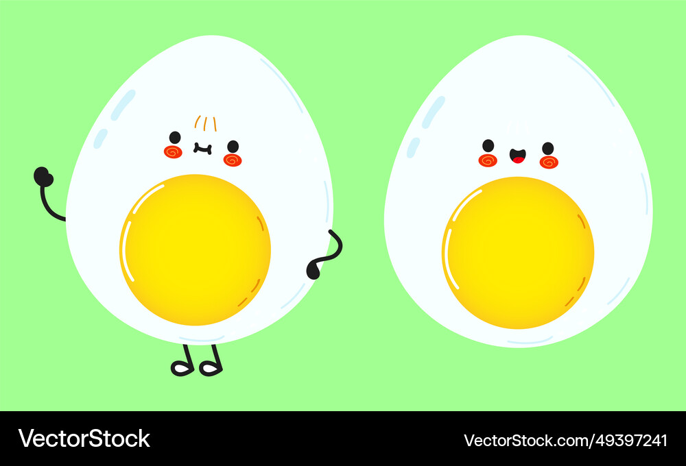 Cute funny egg character hand drawn cartoon Vector Image