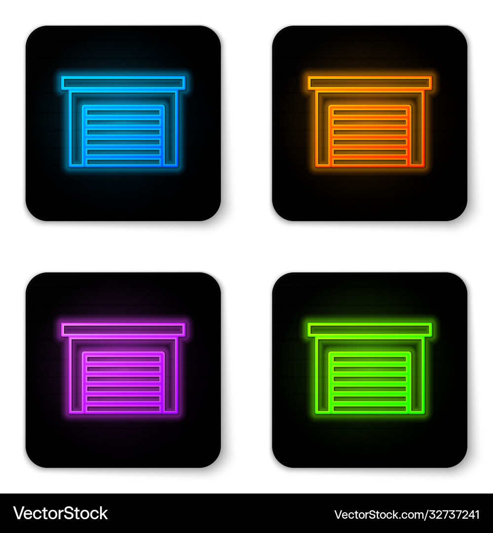 Glowing neon garage icon isolated on white Vector Image