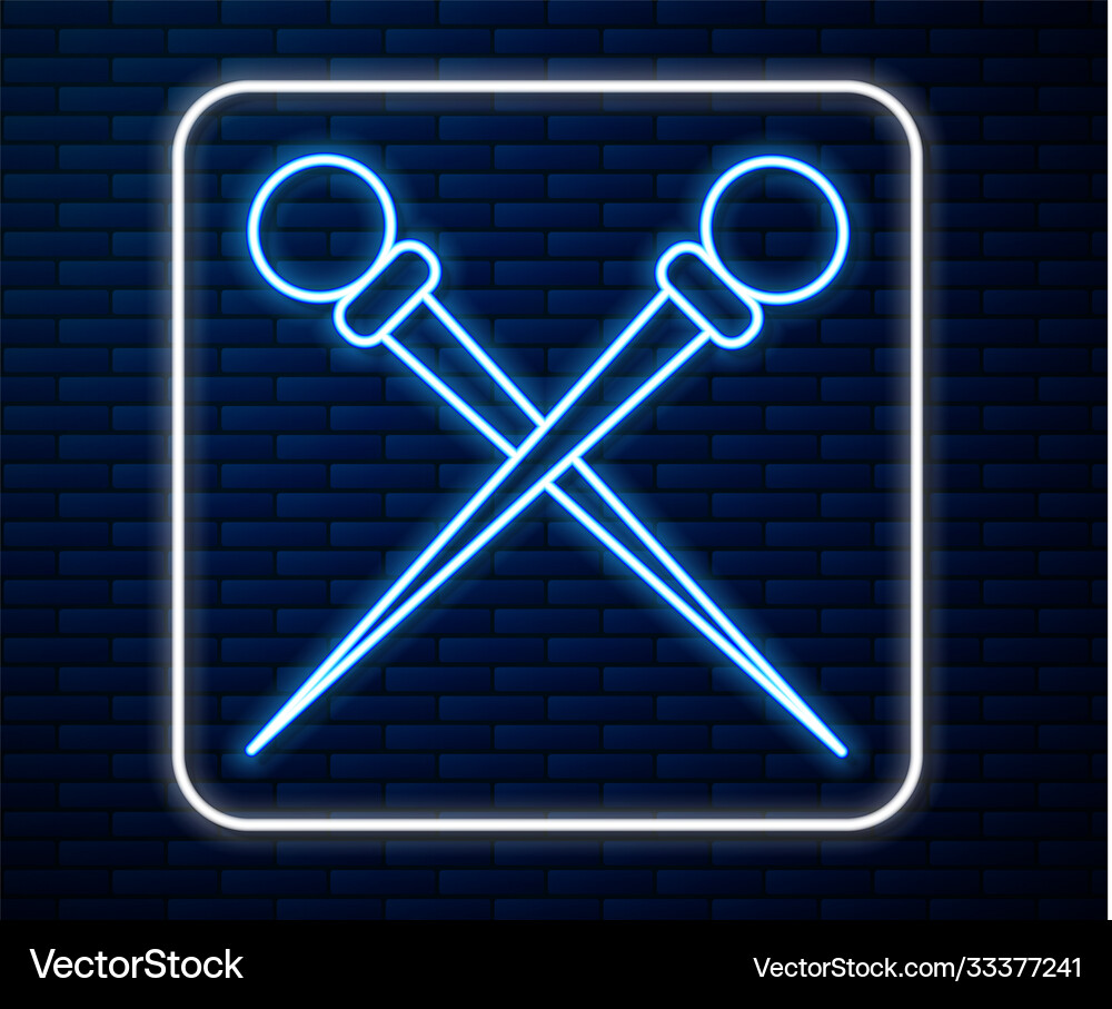Glowing neon line knitting needles icon isolated Vector Image