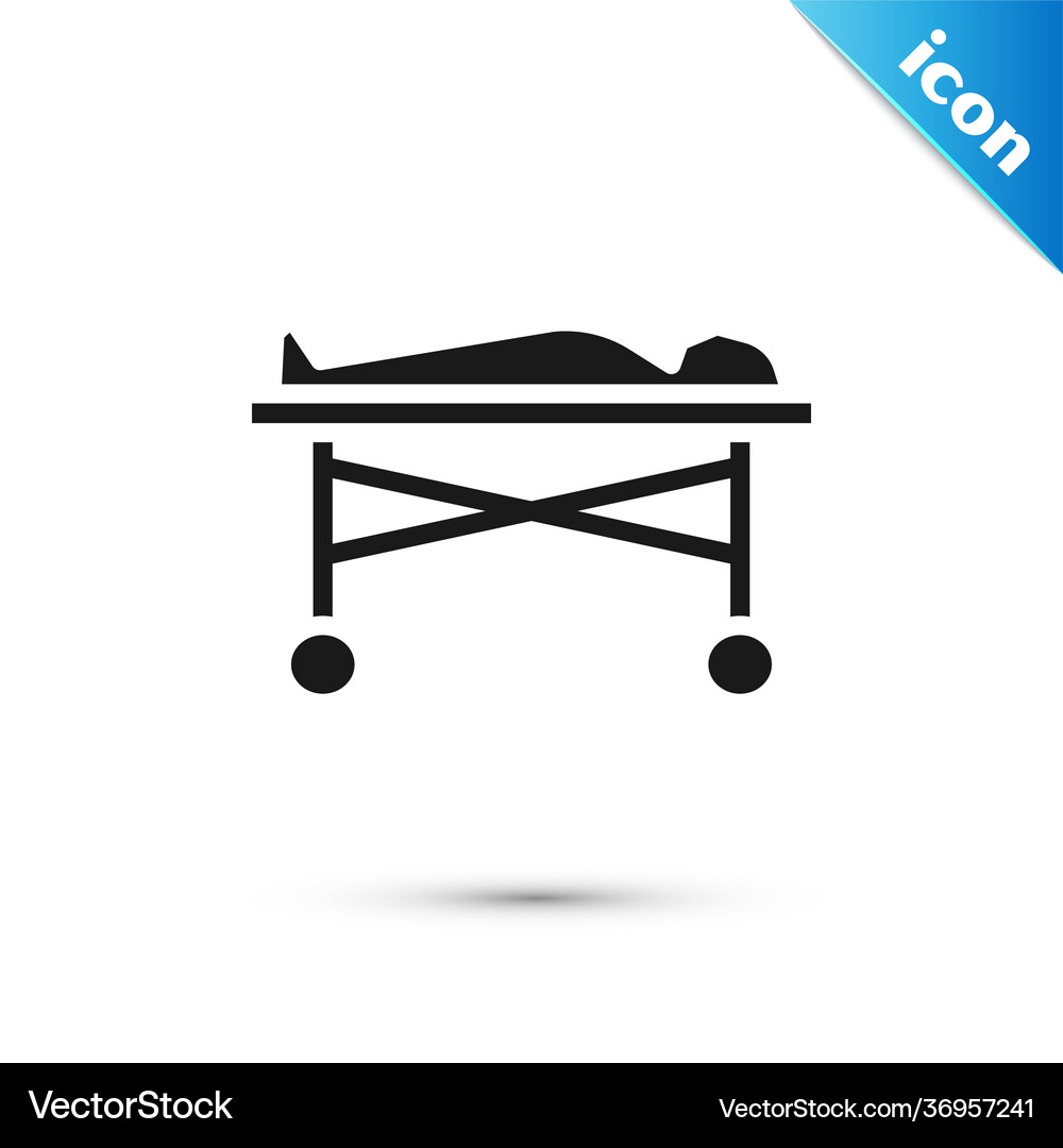 Grey dead body in morgue icon isolated Royalty Free Vector