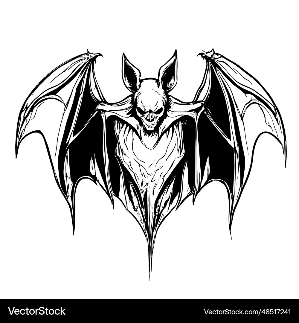Halloween scary bat sketch close-up Royalty Free Vector