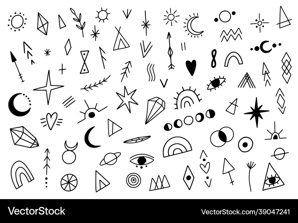 Hand drawn tribal doodles collection Royalty Free Vector