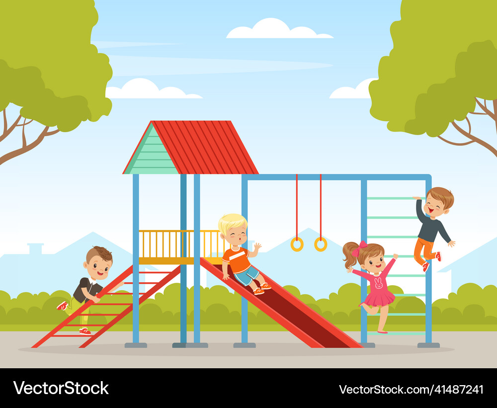 Kids Playing on Slide and Ladder Royalty Free Vector Image