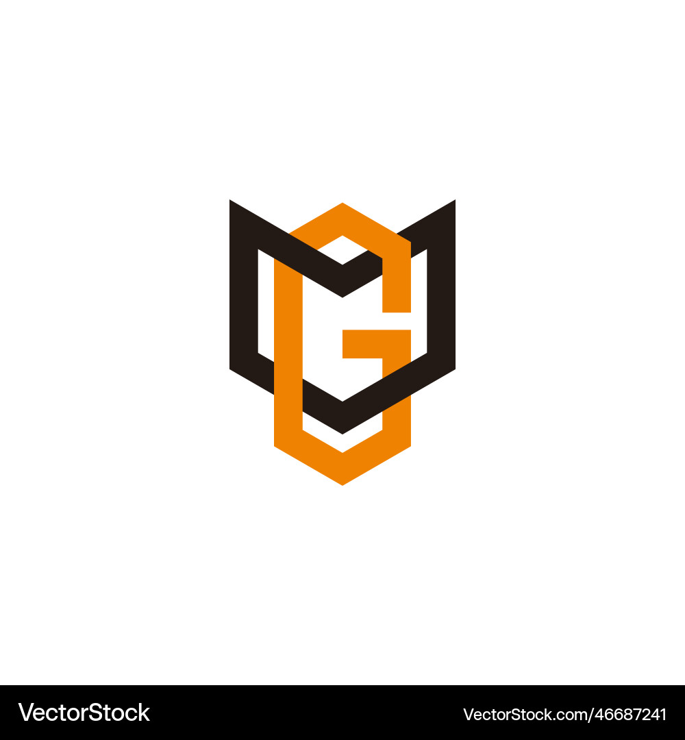 Letter mg linked colorful line simple logo Vector Image