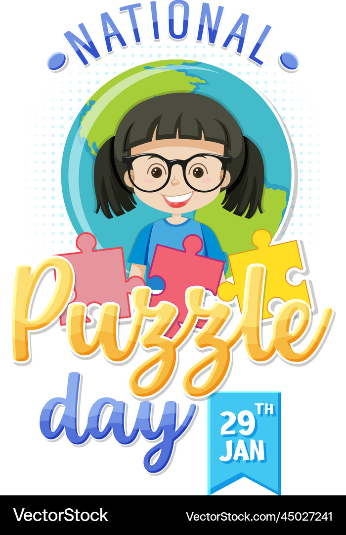 National puzzle day banner design Royalty Free Vector Image