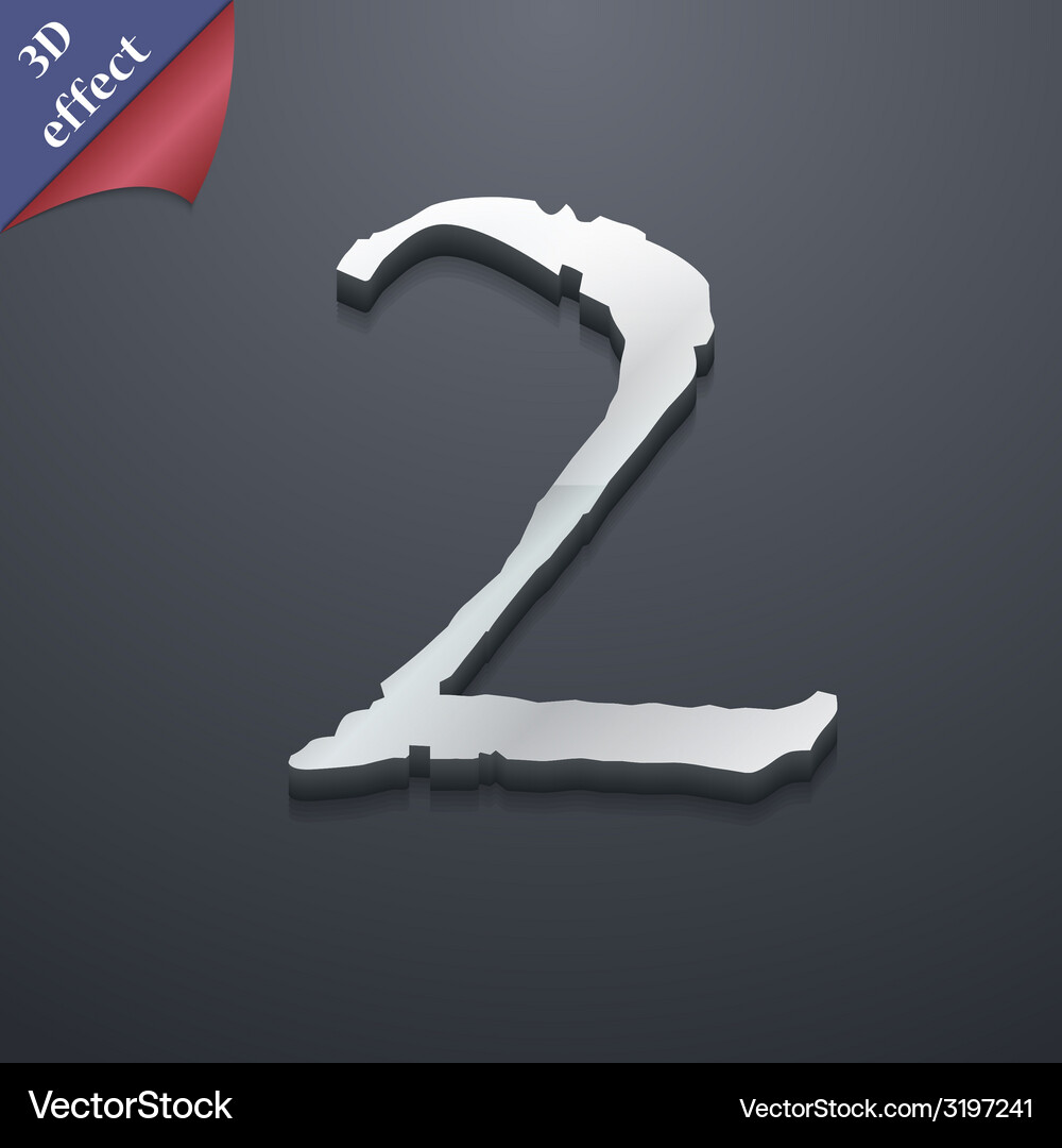 Number two icon symbol 3d style trendy modern Vector Image