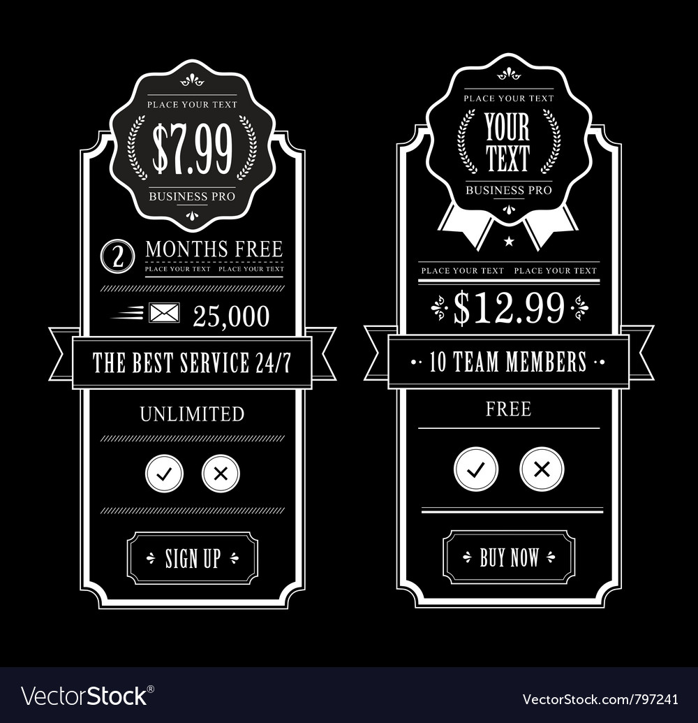 Price table Royalty Free Vector Image - VectorStock