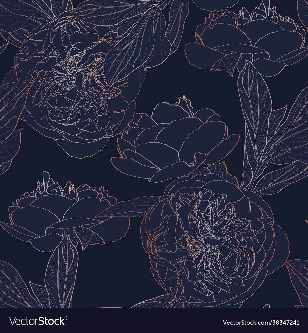 Roses peony floral vintage seamless pattern Vector Image