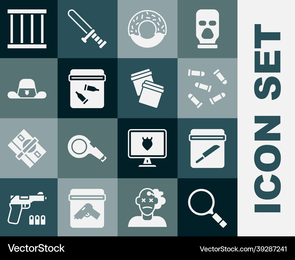 Set magnifying glass with search evidence bag Vector Image