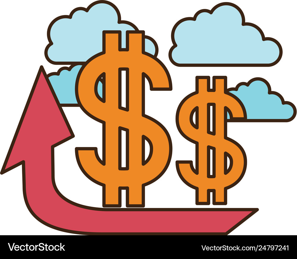 Up arrow with dollar symbol isolated icon Vector Image