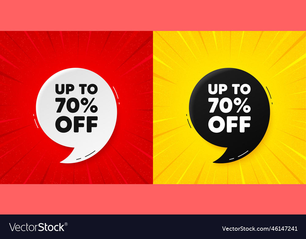 Up to 70 percent off sale discount offer price Vector Image