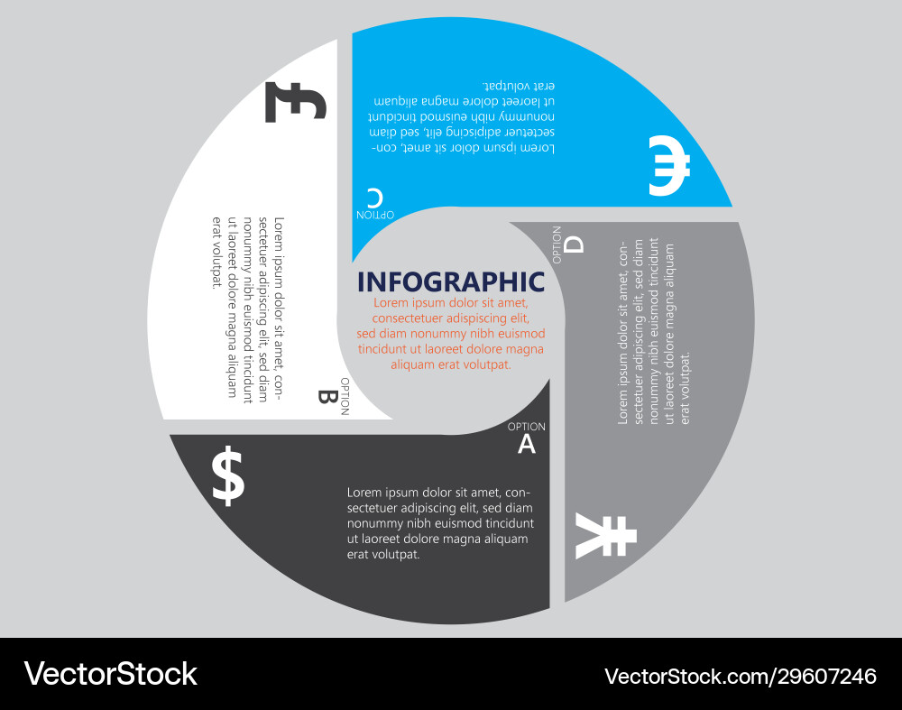 Aperture 4 blades infographic diagram Royalty Free Vector