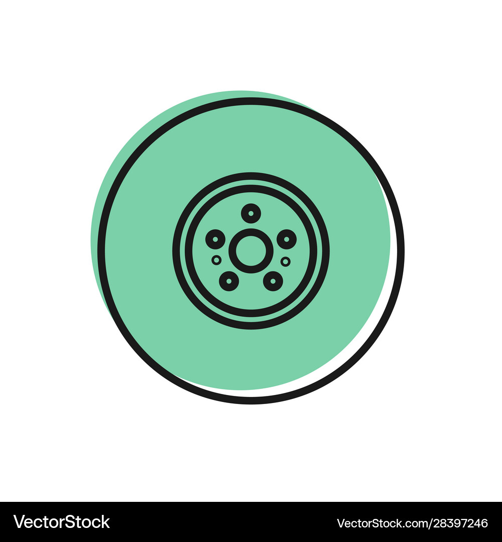 Black line car brake disk icon isolated on white Vector Image