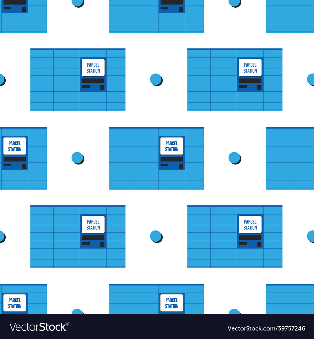 Blue parcel station postamat pattern Royalty Free Vector