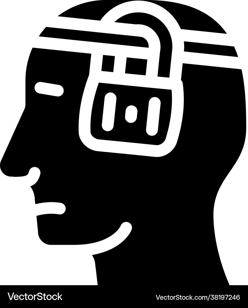 Buried thoughts neurosis glyph icon Royalty Free Vector