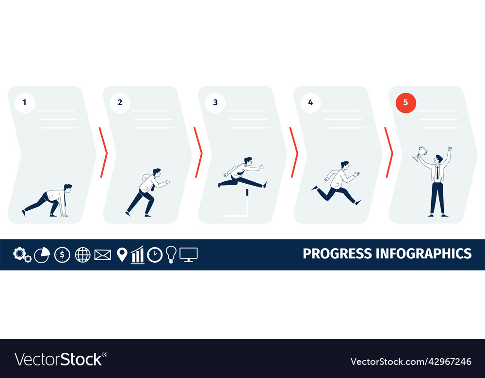 Business progress steps businessman step to goals Vector Image