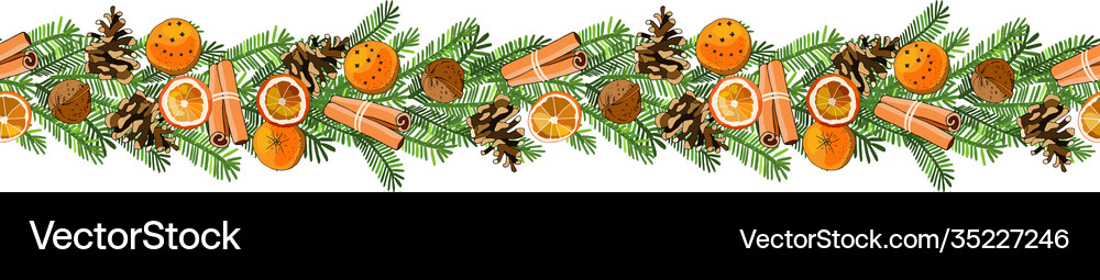 Christmas holiday decorative seamless border Vector Image