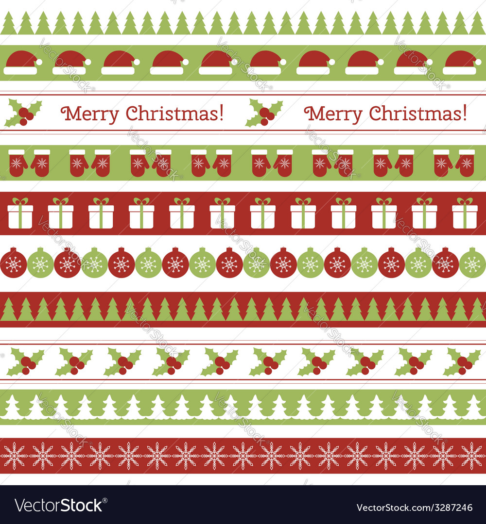 Christmas seamless borders Royalty Free Vector Image