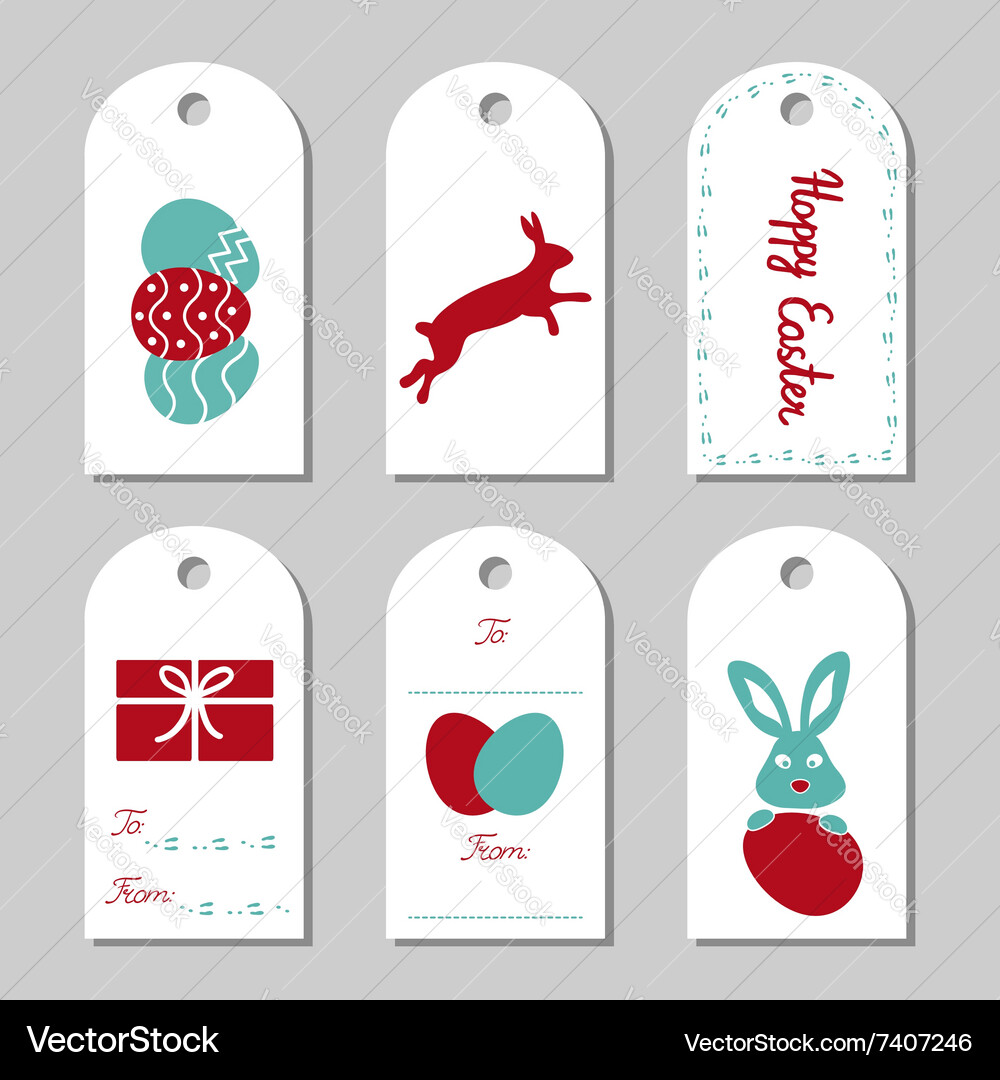 Collection of six easter gift tags Royalty Free Vector Image