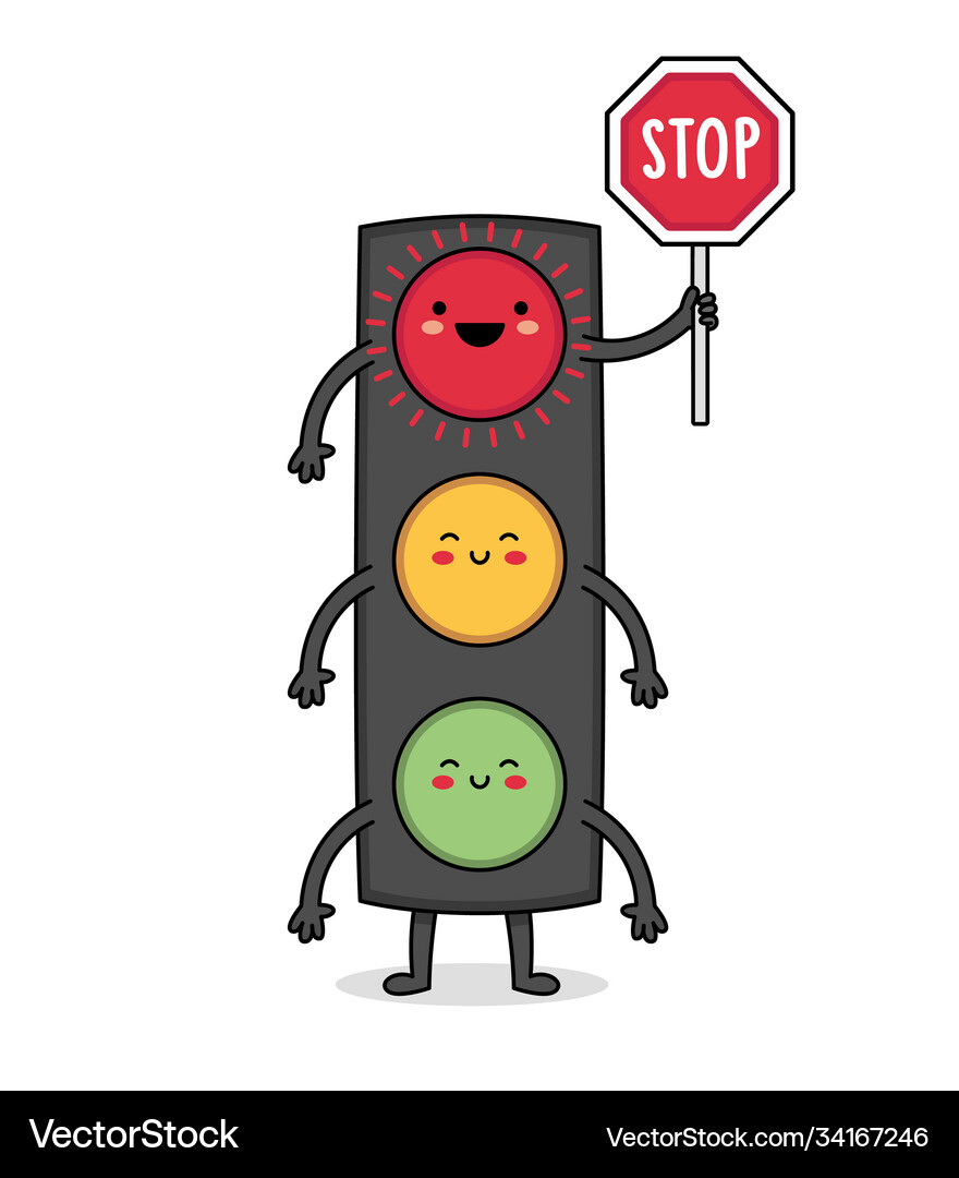 Cute street light cartoon character Royalty Free Vector