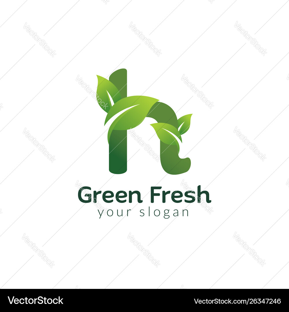 Eco green letter h logo design template Royalty Free Vector