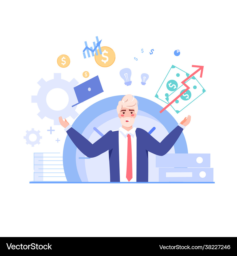 Flat cartoon office character successful employee Vector Image