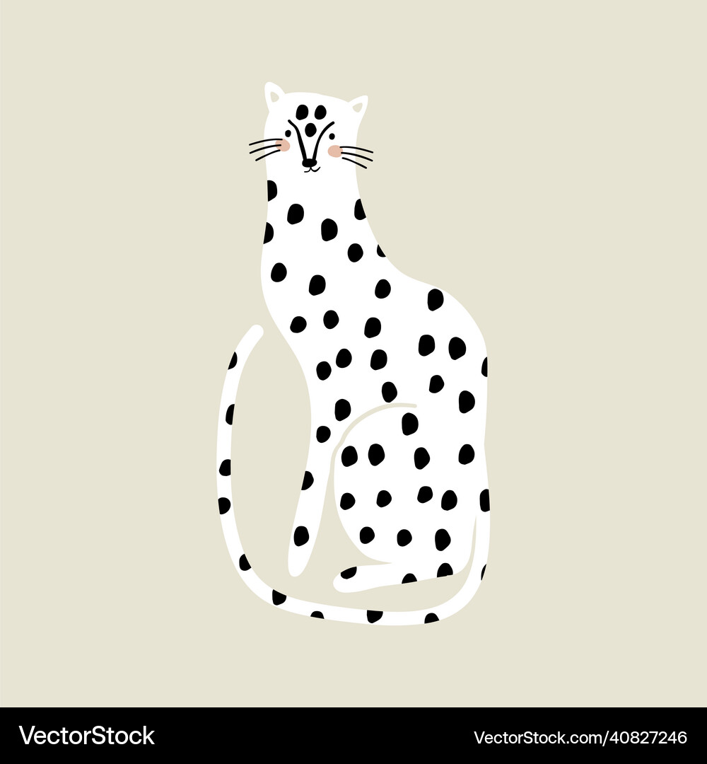 Hand drawn white gepard in with character wild Vector Image