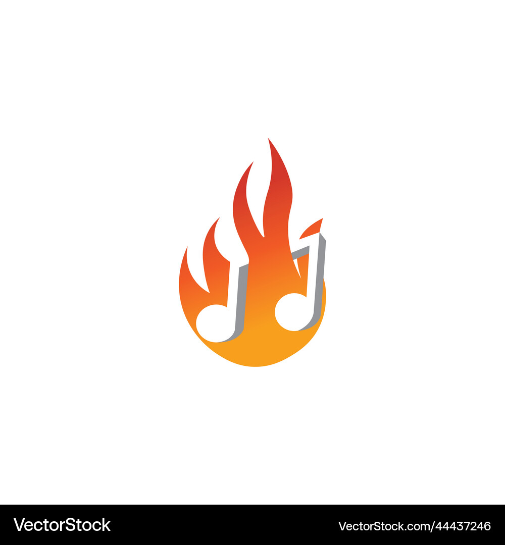 Hot music logo fire design Royalty Free Vector Image