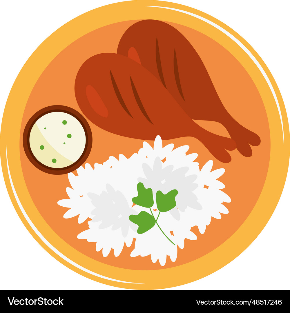 Indian food chicken with rice Royalty Free Vector Image