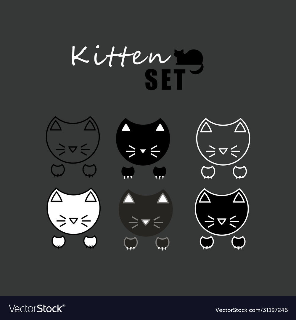 Kitten set Royalty Free Vector Image - VectorStock