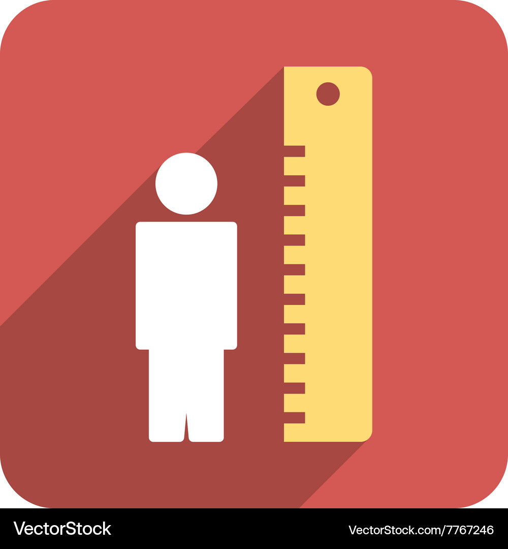 Man Height Meter Flat Rounded Square Icon with Vector Image