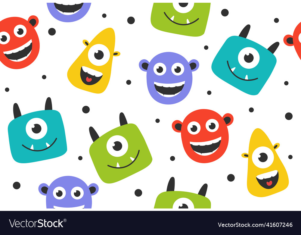 Monsters seamless pattern Royalty Free Vector Image