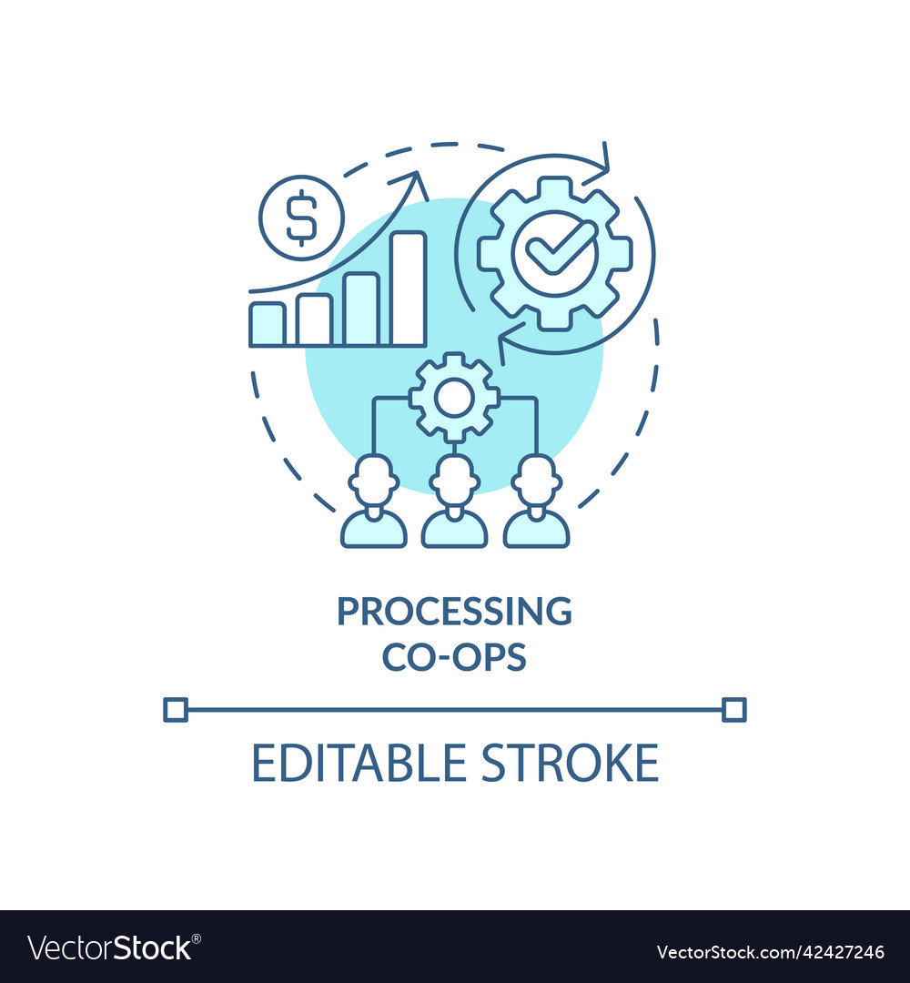Processing co-ops turquoise concept icon Vector Image
