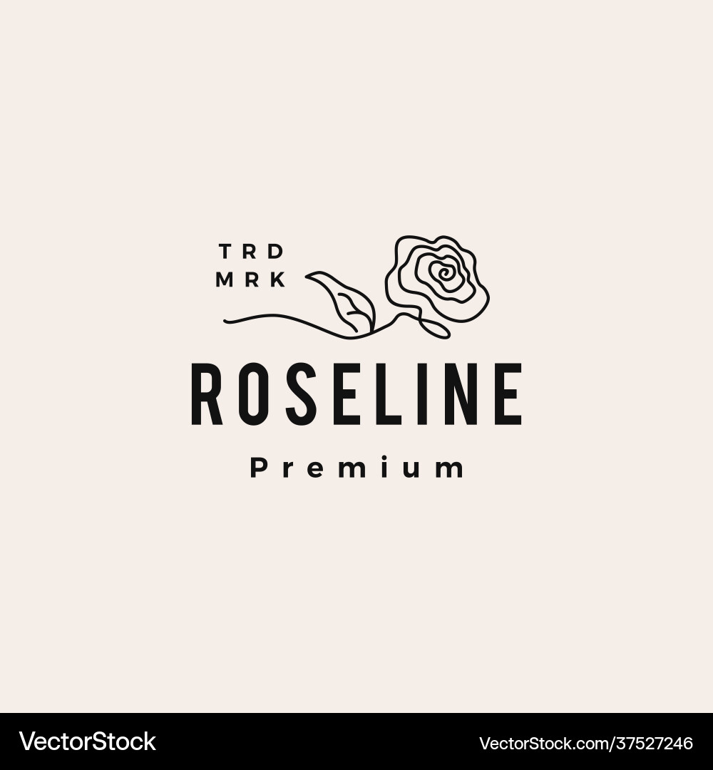 Rose continuous line hipster vintage logo icon Vector Image