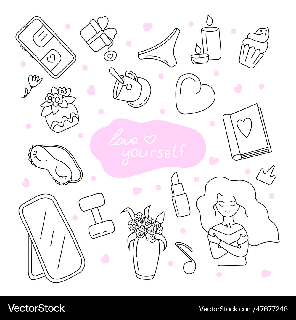 Set of love yourself Royalty Free Vector Image