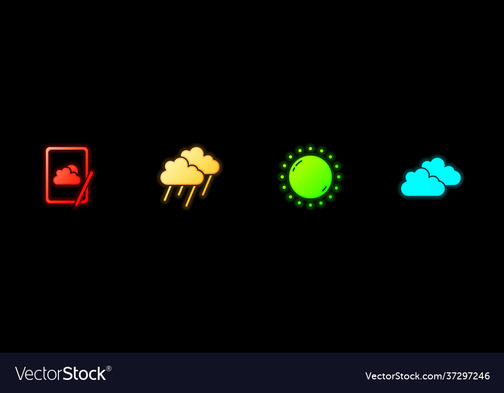 Set weather forecast cloud with rain sun Vector Image