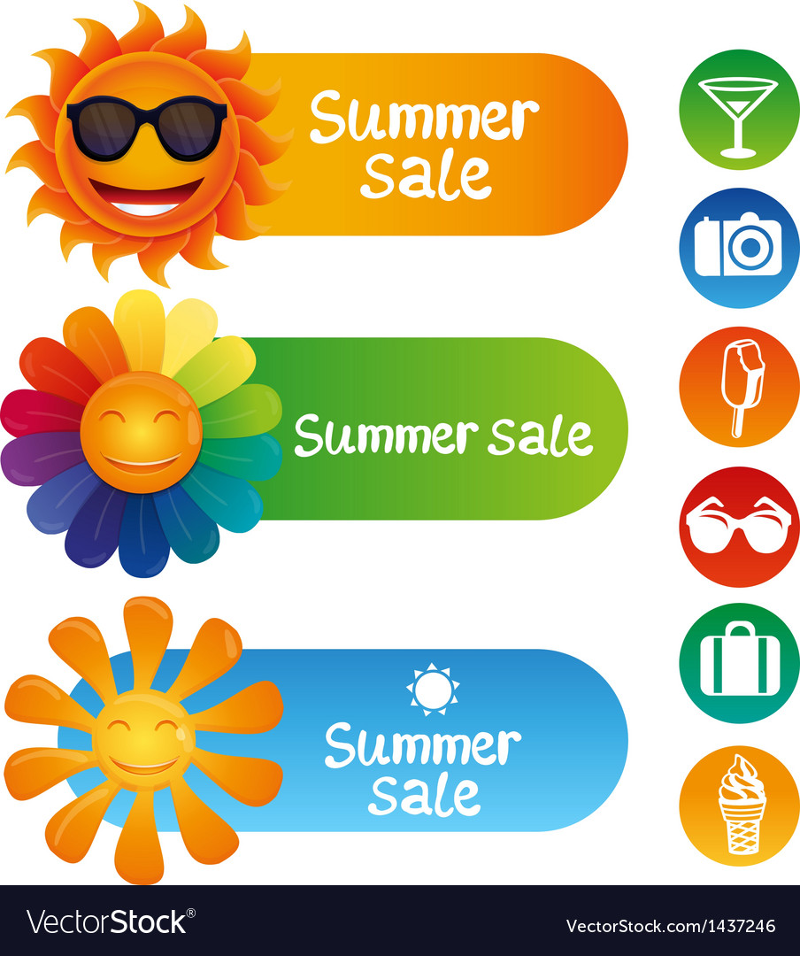 Set with summer design elements Royalty Free Vector Image
