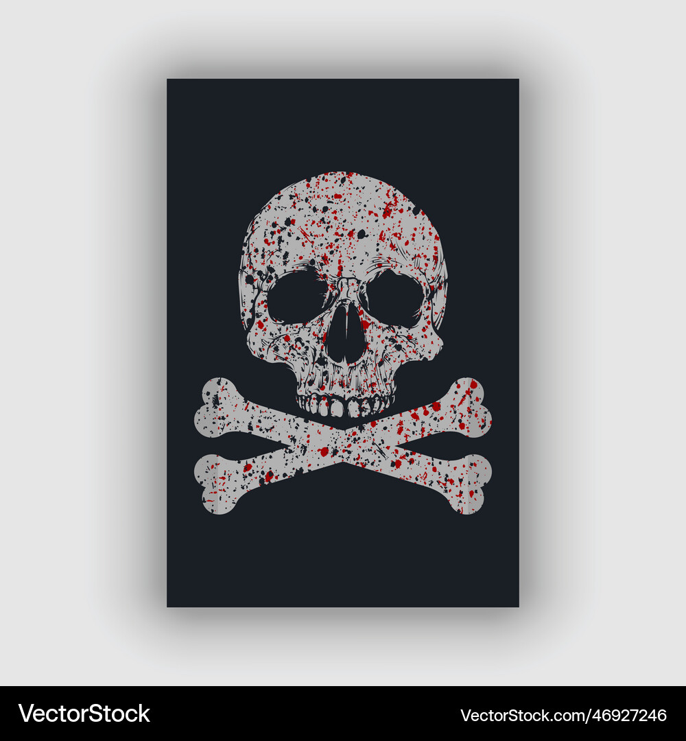 Skull and bone with gritty texture and blood stain