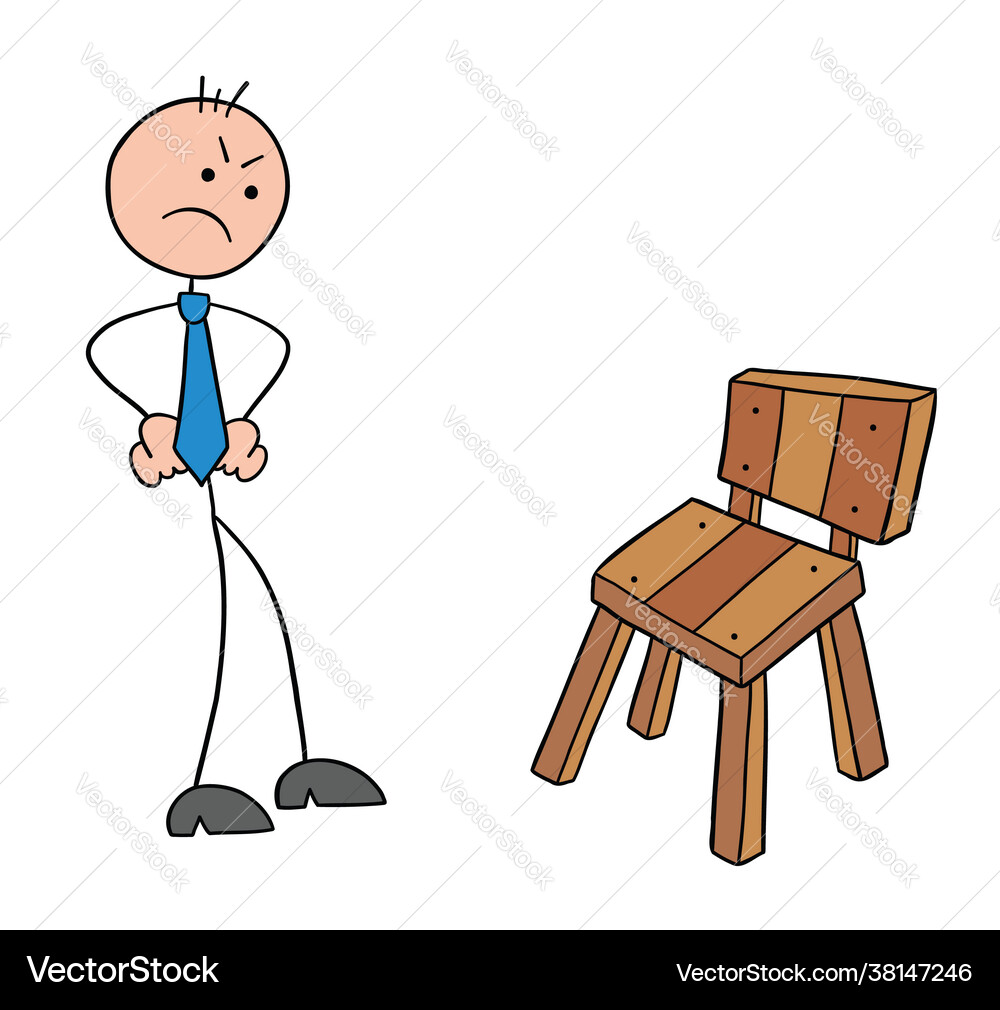 Stickman businessman character gets angry when he Vector Image