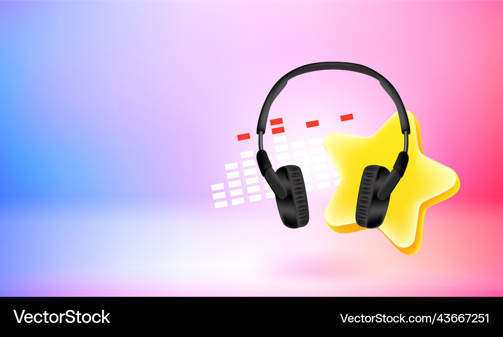 Audio entertainment concept 3d banner with copy Vector Image