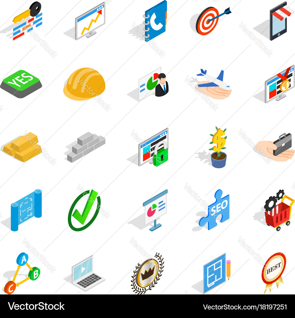 Best employee icons set isometric style Royalty Free Vector