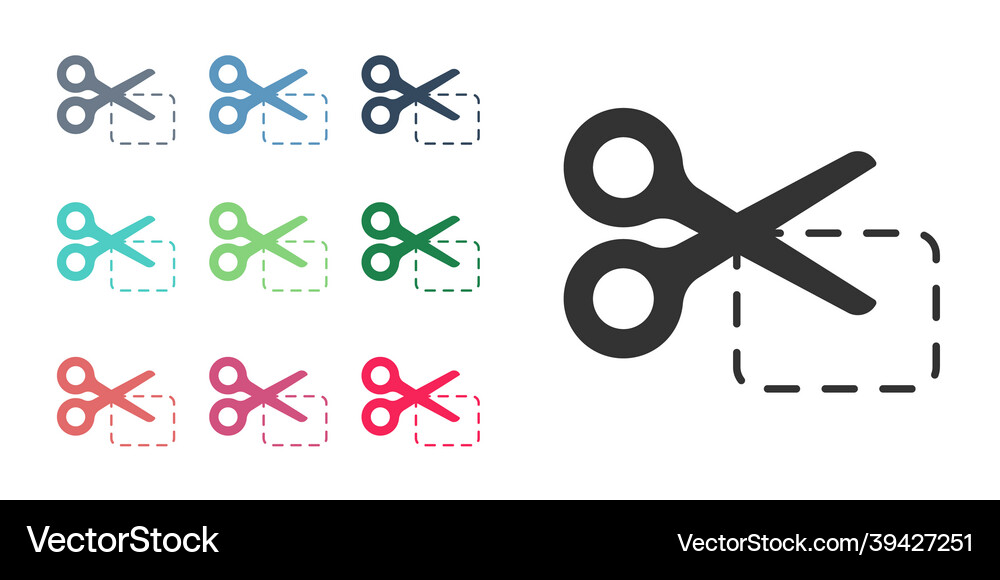Black scissors cuts discount coupon icon isolated Vector Image